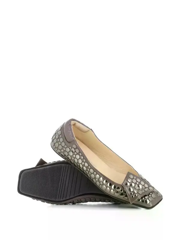 DOVE NUOTANO GLI SQUALI Stud-embellished Square-toe Ballet Flats - Grey