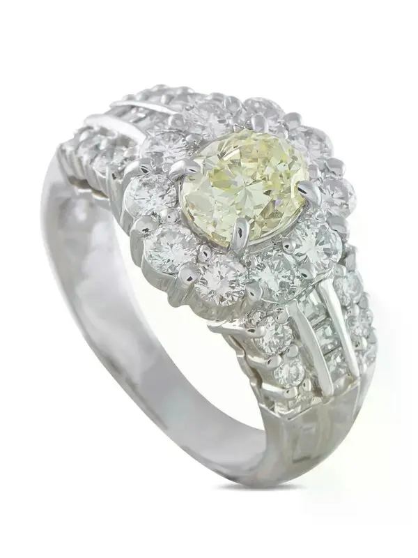 LB EXCLUSIVE Platinum Diamond Halo Ring - Silver