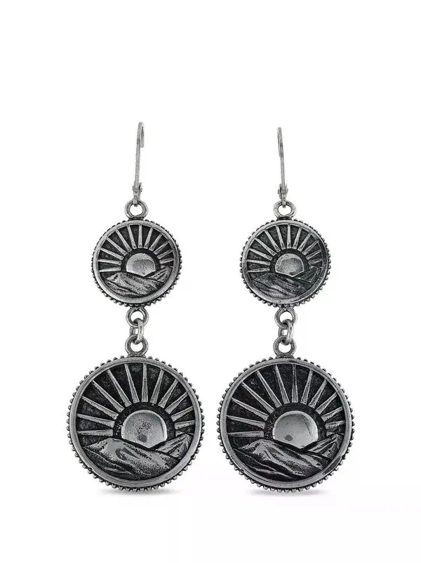 KING BABY STUDIO Sterling Sun Concho Drop Earrings - Silver