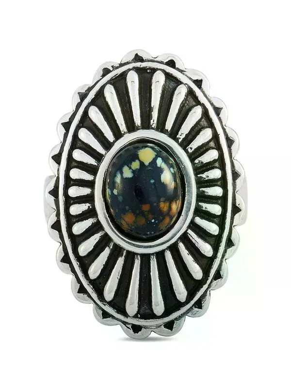 KING BABY STUDIO Starburst Concho Turquoise Ring - Silver