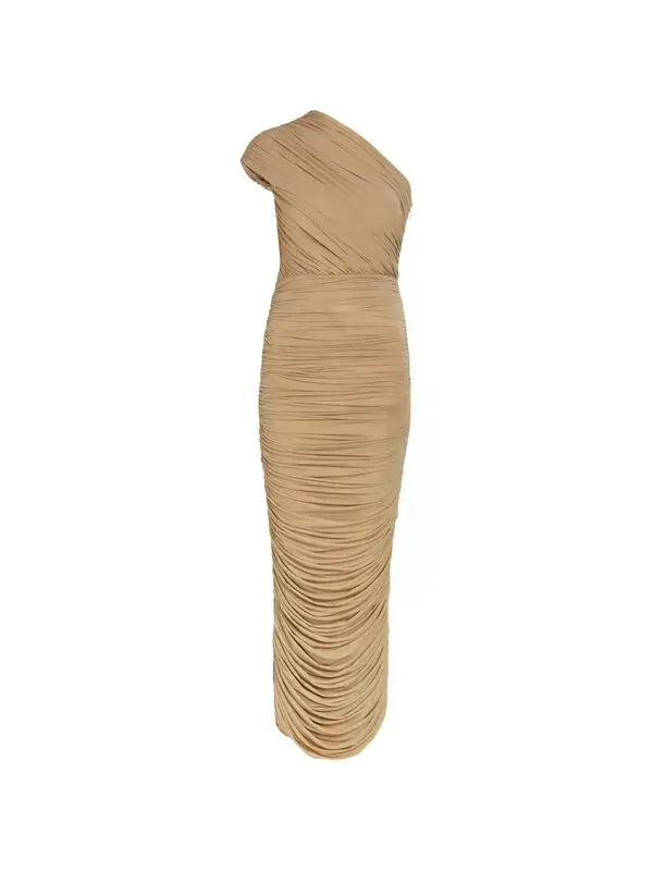 Ronny Kobo One-shoulder Ruched Jersey Dress - Neutrals