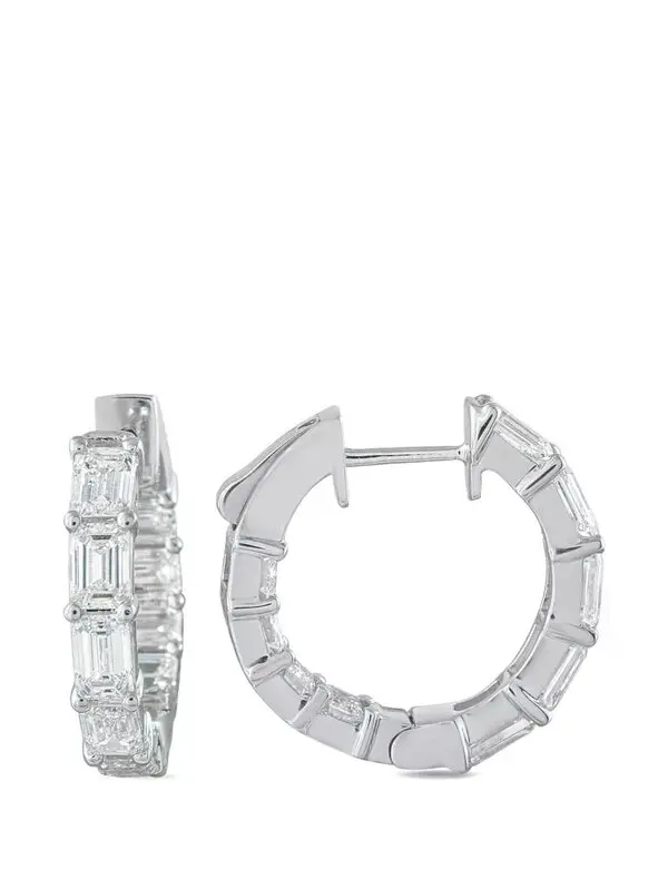 LB EXCLUSIVE 18k White Gold Diamond Hoop Earrings - Silver