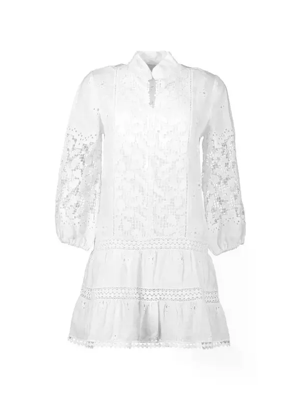 Temptation Positano Olivina Lace-embroidered Mini Dress