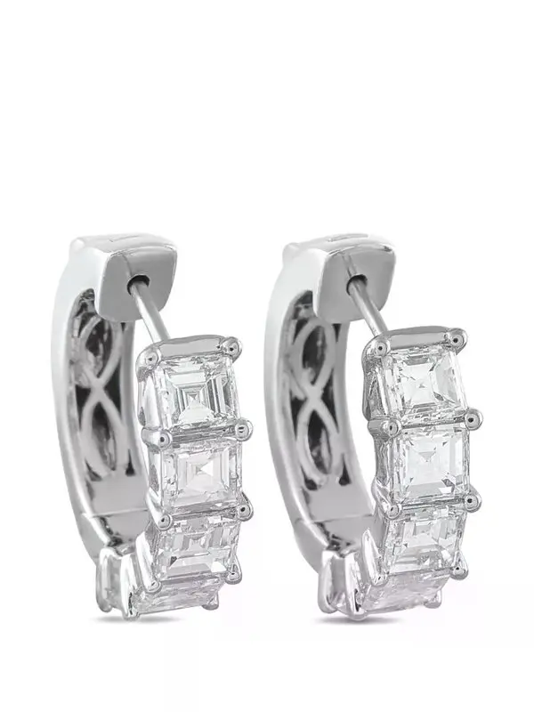 LB EXCLUSIVE 18k White Gold Diamond Hoop Earrings - Silver