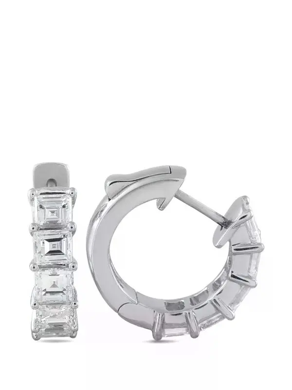 LB EXCLUSIVE 18k White Gold Diamond Hoop Earrings