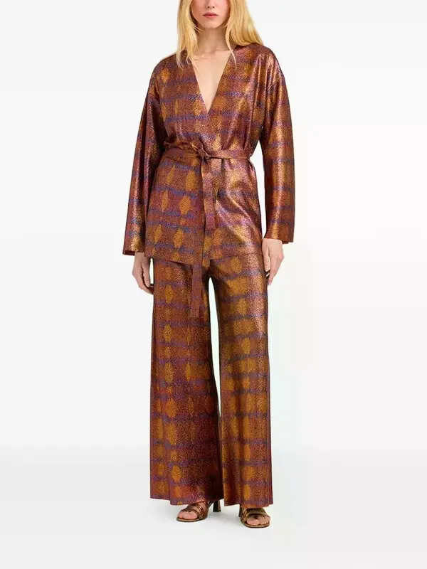 Momoni Printed Lurex Anselmo Trousers - Brown