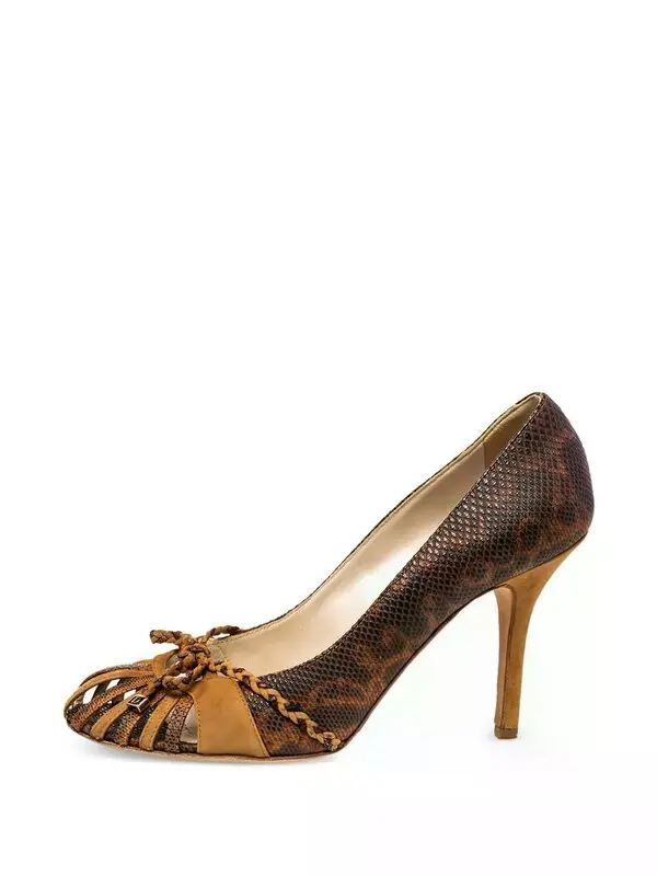 Dior 95mm Lizard-embossed Leather Heeled Pumps - Brown
