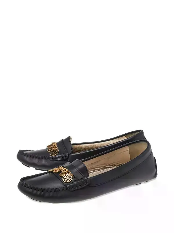 Carolina Herrera Leather Logo Charm Loafers