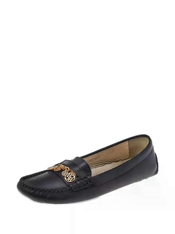 Carolina Herrera Leather Logo Charm Loafers