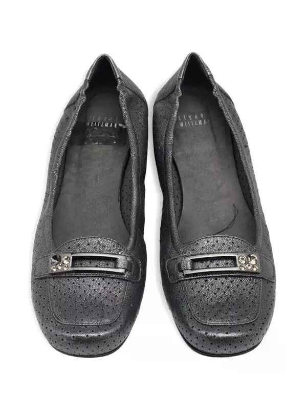 STUART WEITZMAN Perforated Crystal-embellished Loafers