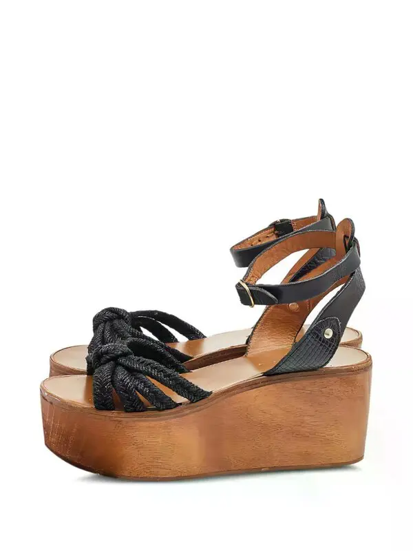 Isabel Marant Étoile Knotted Wedge Platform Sandals - Black