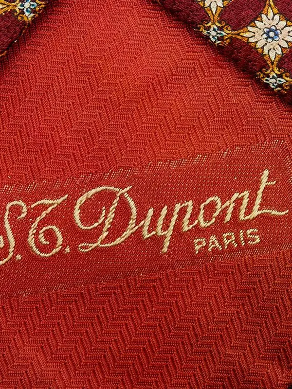 S.t. Dupont Jacquard Floral Motif Silk Neck Tie - Red