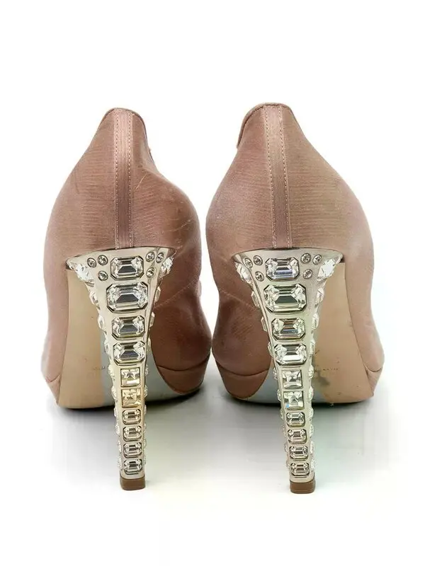 Miu Miu Crystal-embellished Peep-toe Pumps