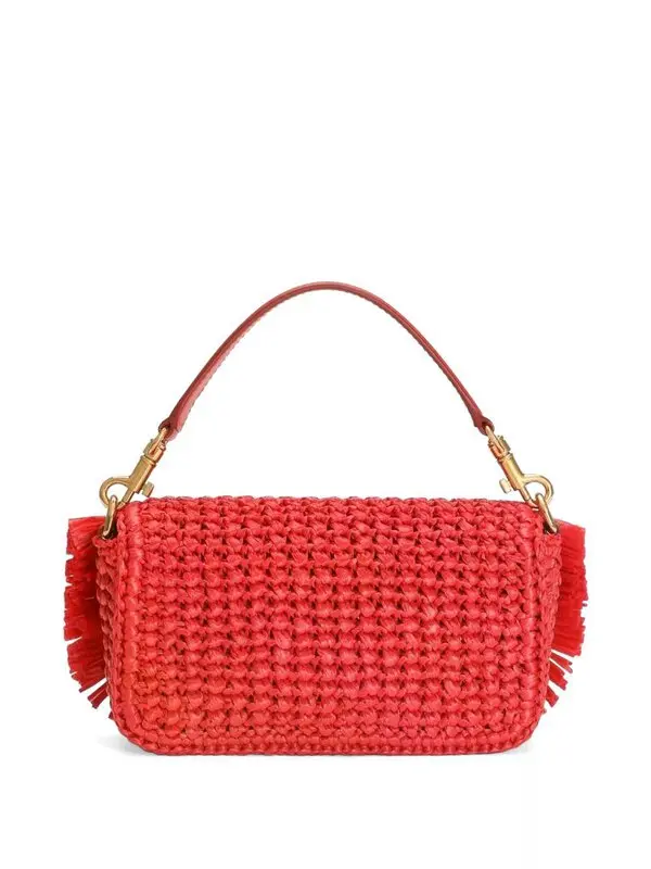 Dolce & Gabbana Raffia Shoulder Bag With Fringe Detail - Red