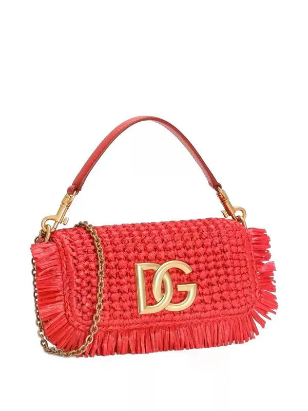 Dolce & Gabbana Raffia Shoulder Bag With Fringe Detail