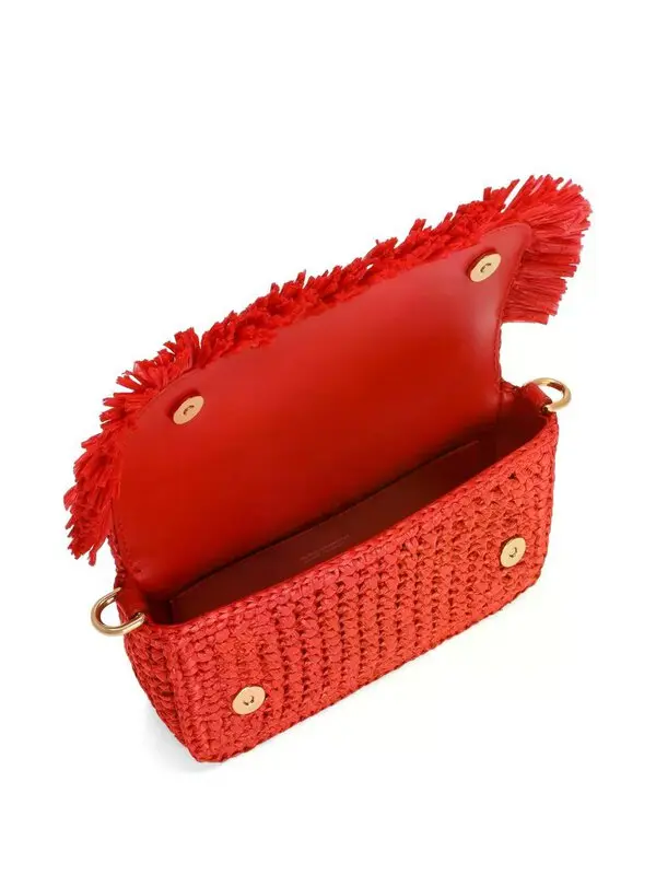 Dolce & Gabbana Raffia Shoulder Bag With Fringe Detail