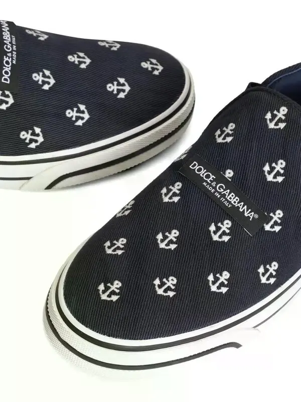 Dolce & Gabbana Embroidered Anchor Slip-on Sneakers