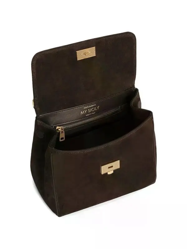 Dolce & Gabbana Small My Sicily Handbag In Split Calfskin - Brown