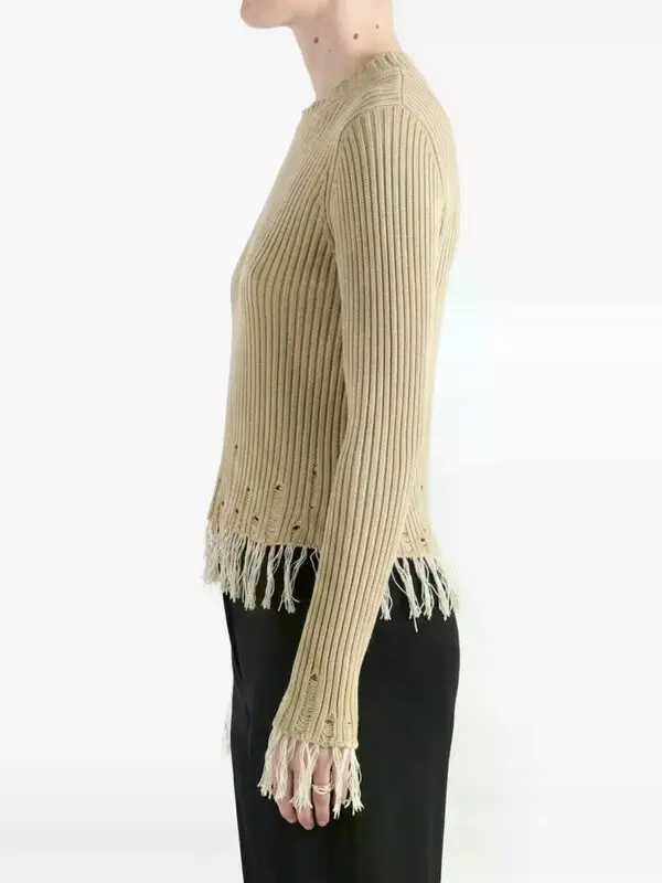 UMA WANG Distressed Fringed Knit Sweater