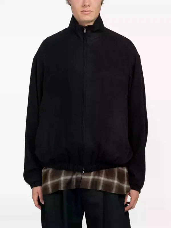 SSSTEIN Shirred Flannel Bomber Jacket