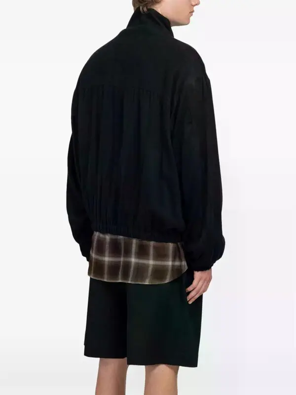 SSSTEIN Shirred Flannel Bomber Jacket