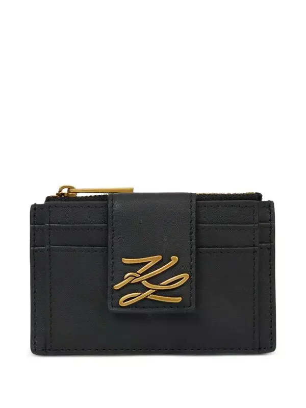 Karl Lagerfeld Logo-plaque Zip Cardholder - Black