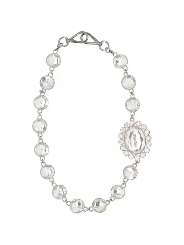 Miu Miu Crystal Embellished Chain Necklace