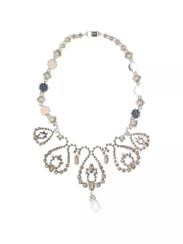 Prada Crystal Embellished Floral Motif Necklace