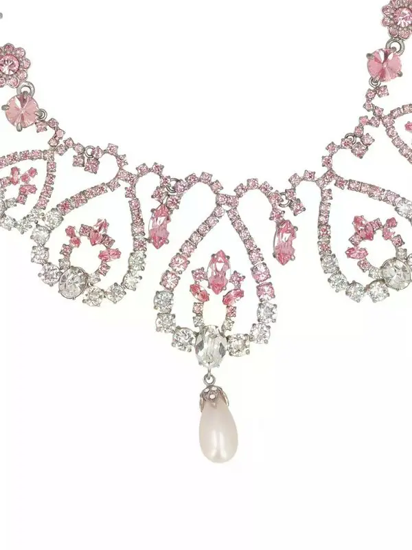 Prada Crystal Embellished Floral Motif Necklace