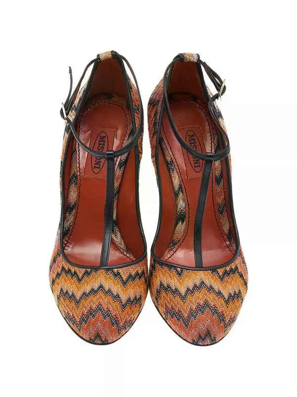 Missoni Zig-zag Pattern T-bar Strap Pumps