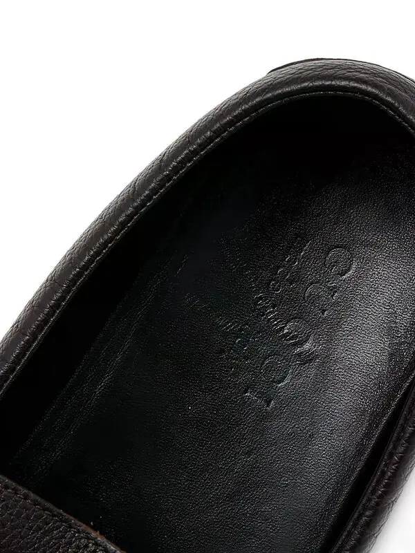 Gucci Grained Leather Slip-on Loafers With Web Detail