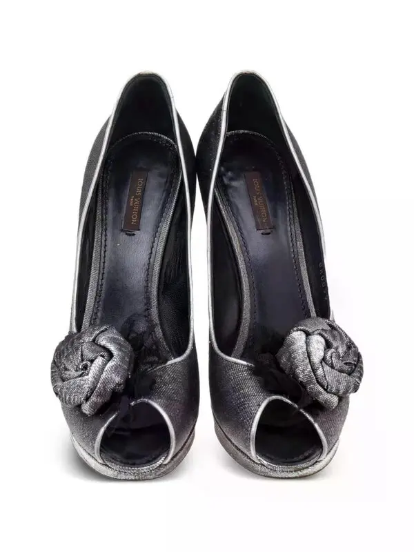 LOUIS VUITTON Floral Peep-toe Stiletto Pumps