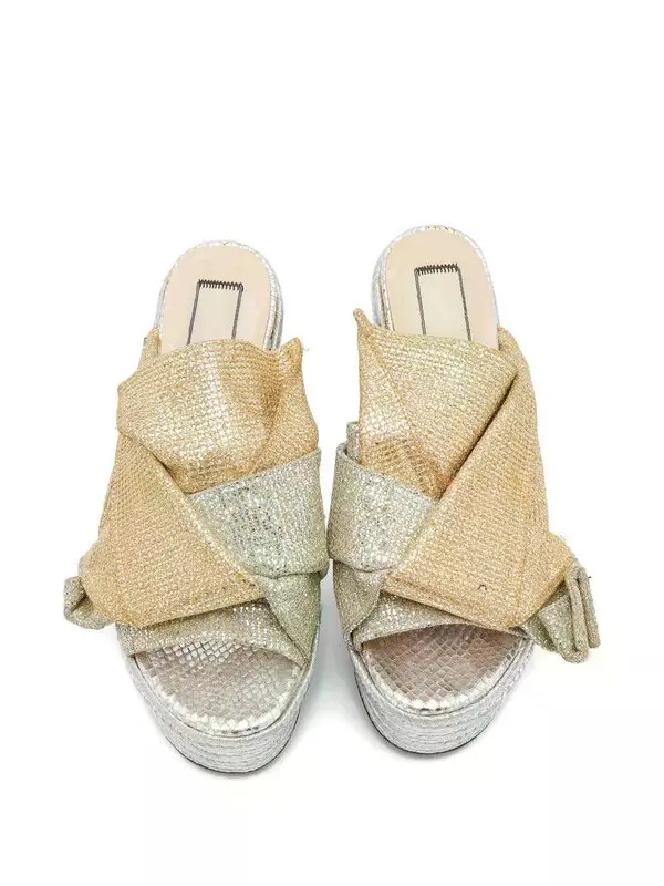 N°21 Glitter Knot Detail Heeled Espadrilles - Silver