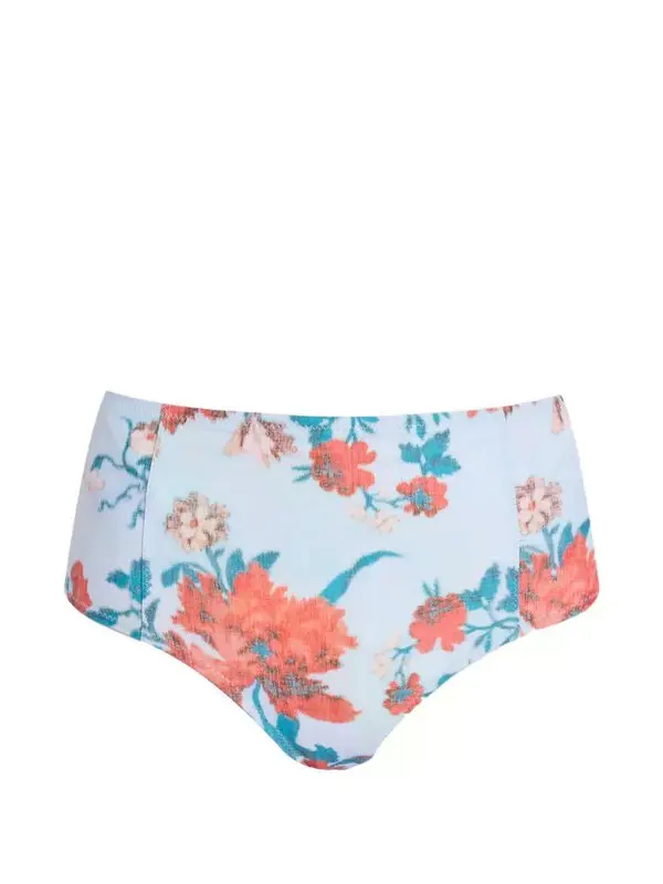 Erdem Floral Print High-rise Bikini Bottoms - Blue