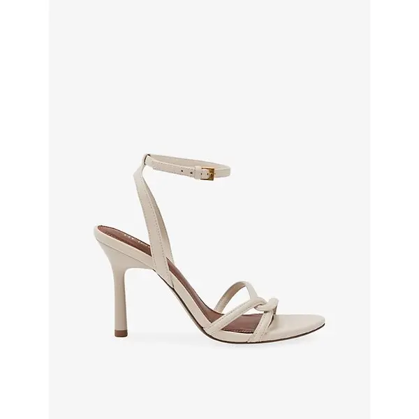 REISS Annabelle High Heel Leather Slingback Sandals - White