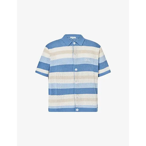 BELIER Como Striped Crochet-knit Cotton Shirt