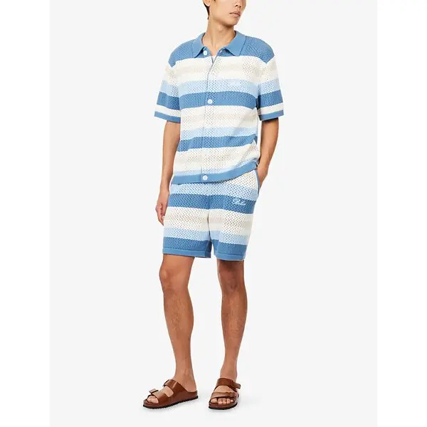 BELIER Como Striped Crochet-knit Cotton Shirt
