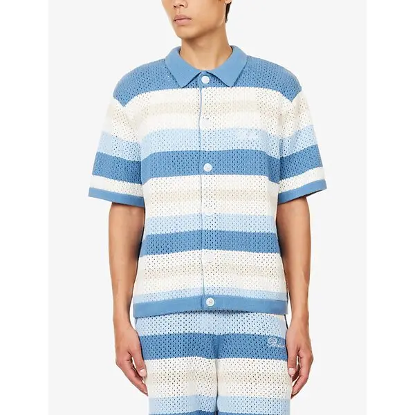 BELIER Como Striped Crochet-knit Cotton Shirt