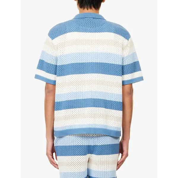 BELIER Como Striped Crochet-knit Cotton Shirt