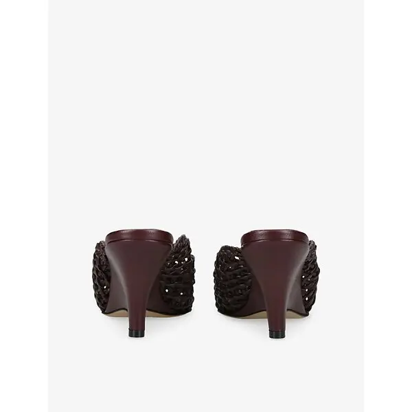 Le Monde Beryl Victoria Woven Leather Wedge Mules - Wine
