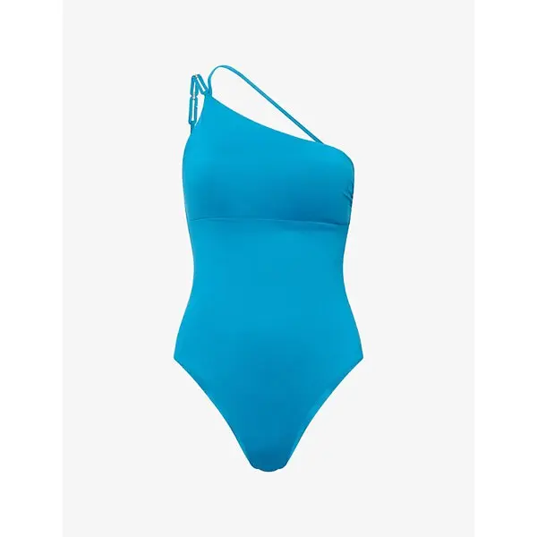 Max Mara One Shoulder Asymmetric Swimsuit - Turquoise