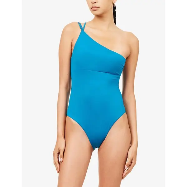 Max Mara One Shoulder Asymmetric Swimsuit - Turquoise