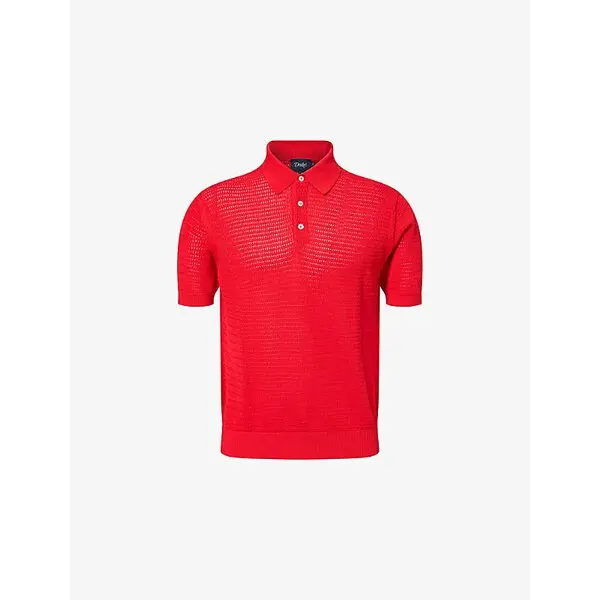 DRAKE'S Waffle-knit Short-sleeve Cotton Polo Shirt
