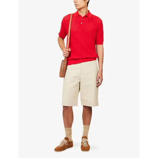 DRAKE'S Waffle-knit Short-sleeve Cotton Polo Shirt