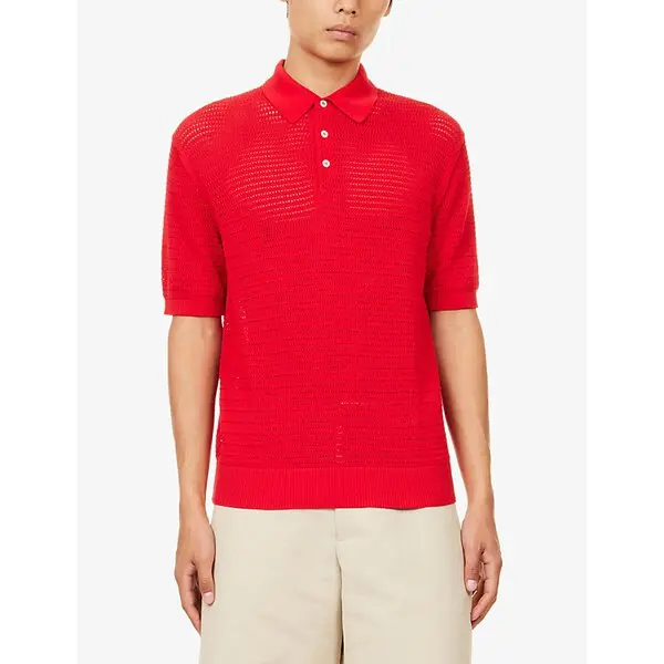 DRAKE'S Waffle-knit Short-sleeve Cotton Polo Shirt