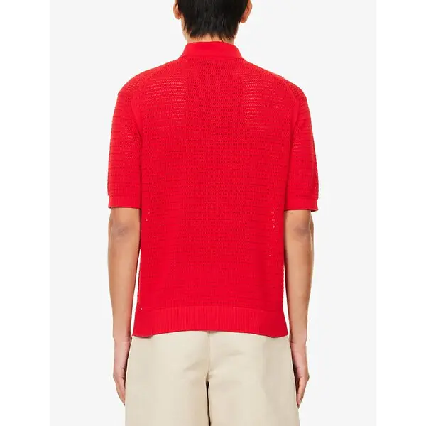 DRAKE'S Waffle-knit Short-sleeve Cotton Polo Shirt