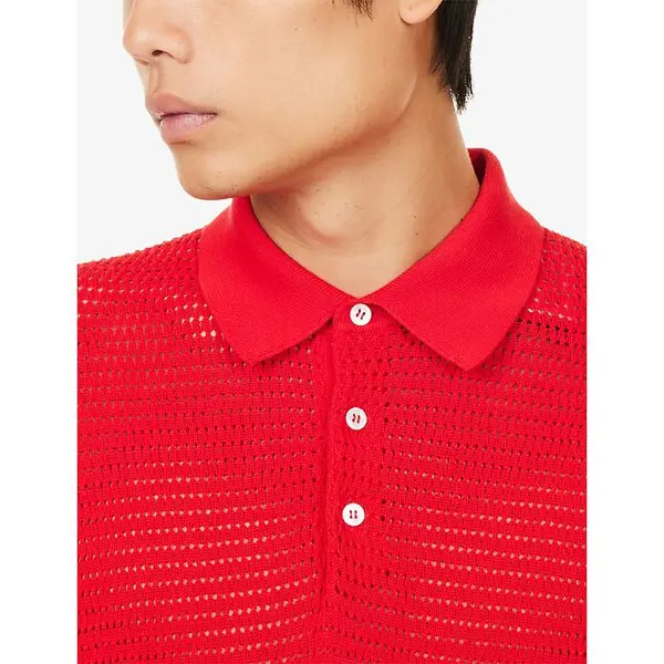 DRAKE'S Waffle-knit Short-sleeve Cotton Polo Shirt