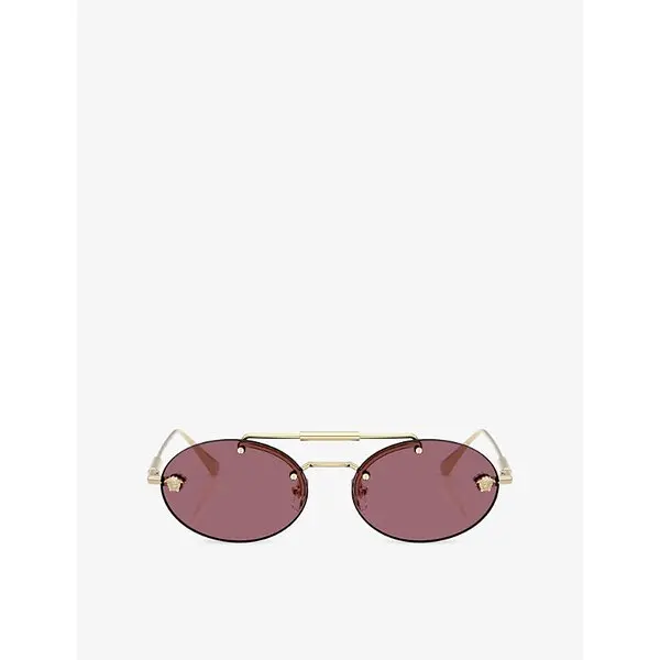 Versace Oval-frame Metal Sunglasses - Gold