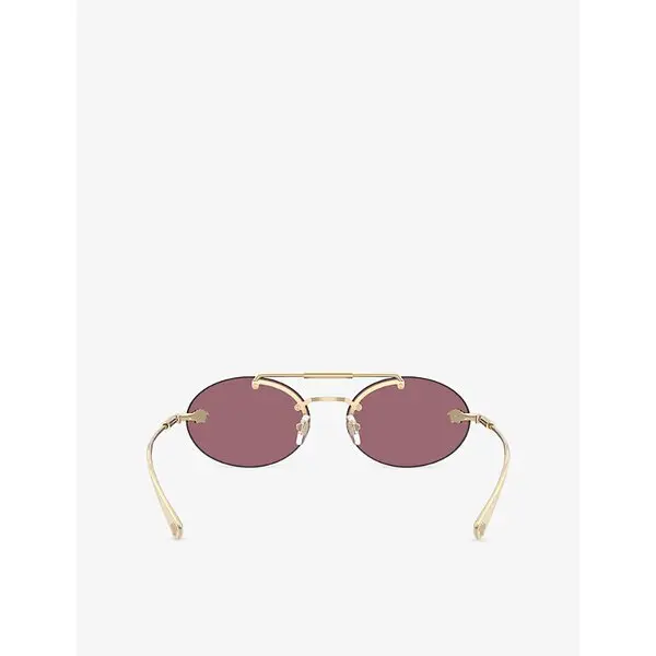 Versace Oval-frame Metal Sunglasses - Gold