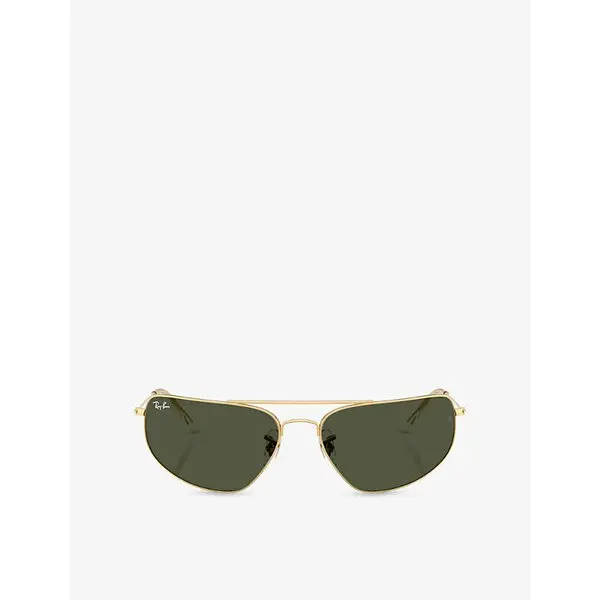 Ray-ban Rb3780 Rectangle-frame Metal Sunglasses - Gold